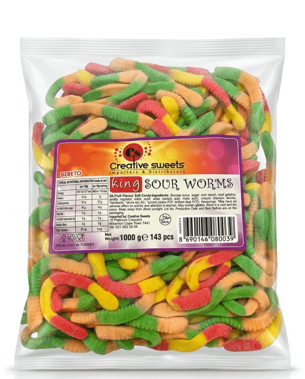 Bebeto - Sour Worms 1kg - King Kong Candy